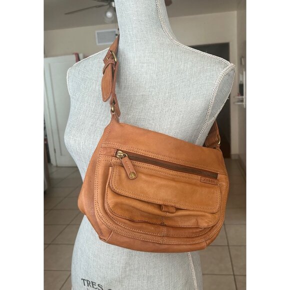 Fossil | Bags | Fossil Cognac Brown Leather Shoulder Hand Bag Purse ...